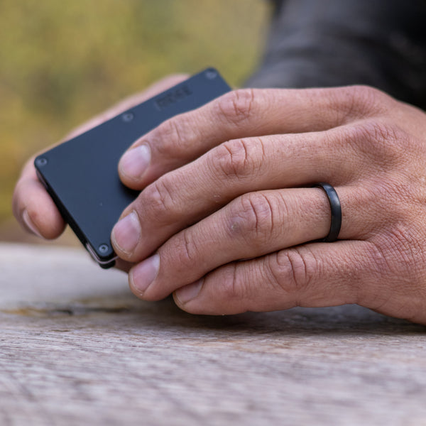 Royal Black Tungsten Wedding Band - The Ridge