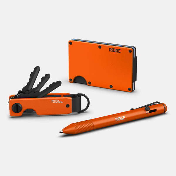 The Ridge Wallet + Keycase + Pen Kit - Basecamp Orange
