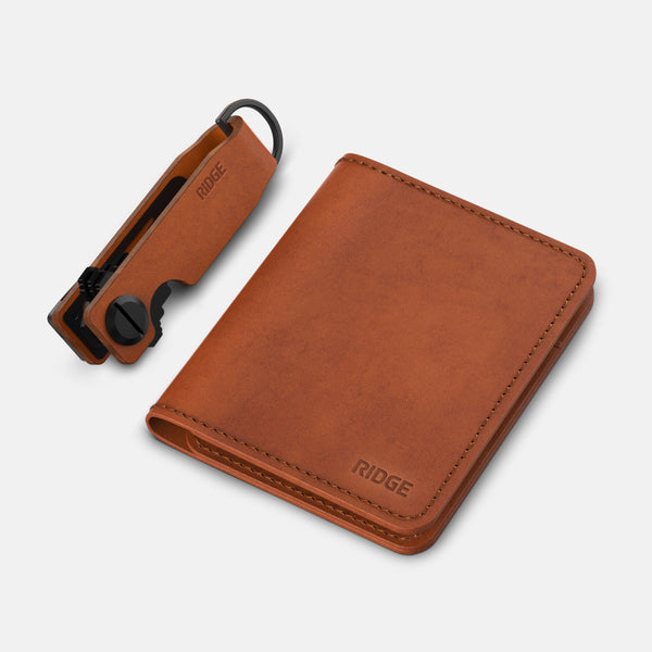 RIDGE | Wallet + KeyCase Kit - Bifold - Tobacco Brown Leather - Ridge