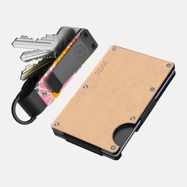 RIDGE | Wallet + KeyCase Kit - Natural Leather + Flower Power - Ridge