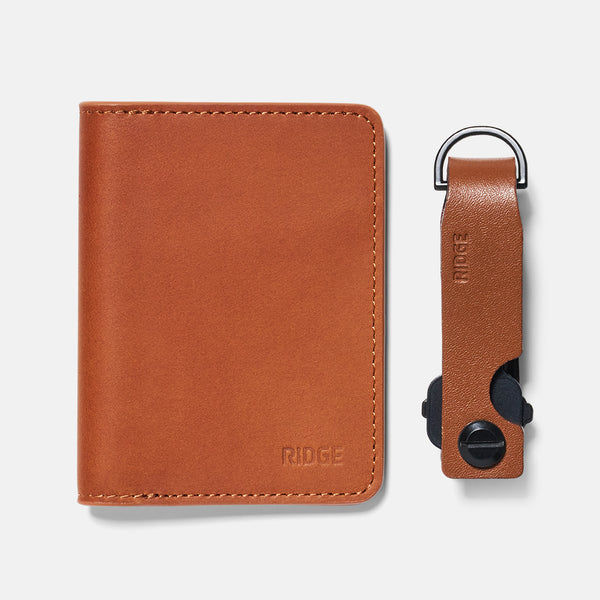 RIDGE | Wallet + KeyCase Kit - Bifold - Tobacco Brown Leather - Ridge