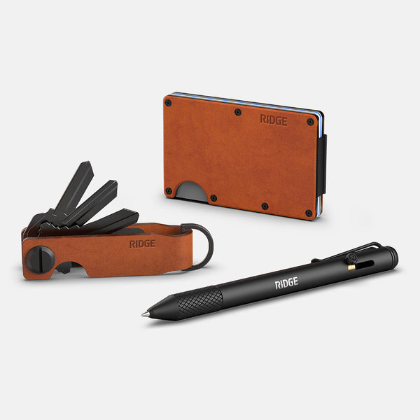RIDGE | Wallet + KeyCase + Pen Kit - Tobacco Brown Leather - Ridge