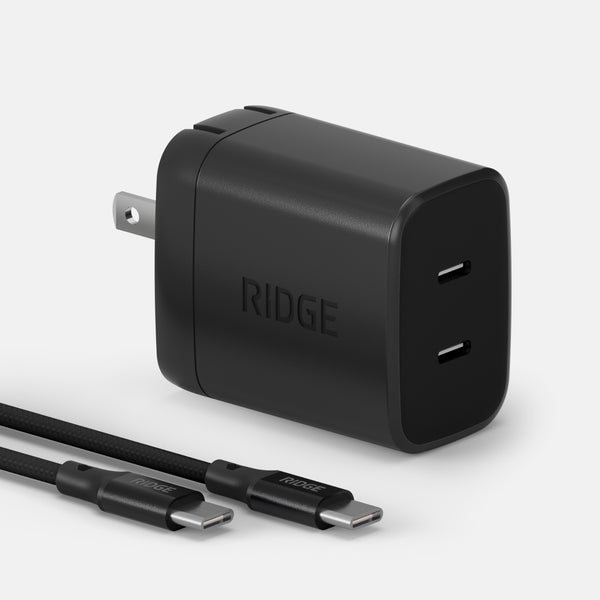 Wall Charger Set - 45W - Matte Black | DUAL USB-C PORTS - Ridge