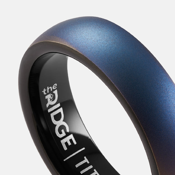 Burnt Titanium Men's Wedding Band - The Ridge