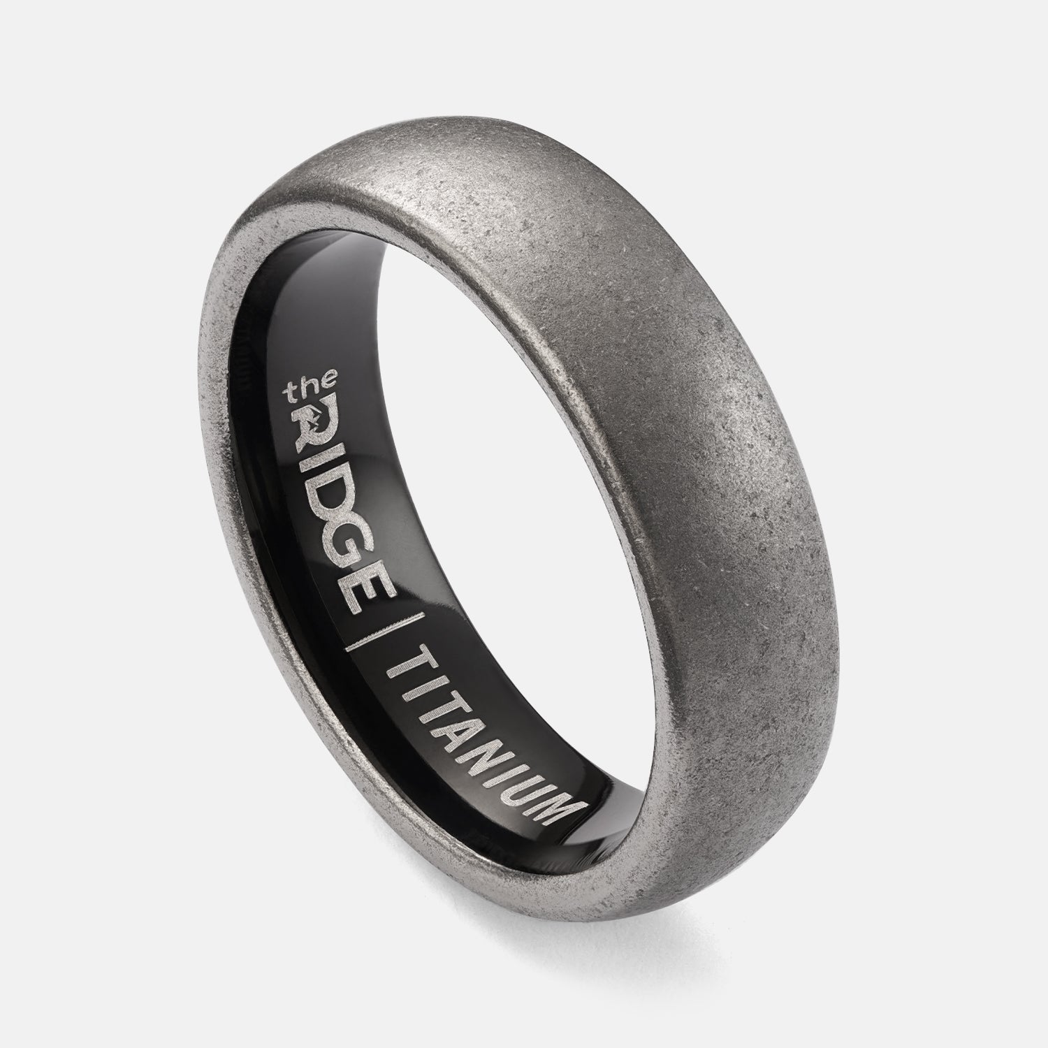 Stonewashed Titanium Men's Wedding Band - The Ridge