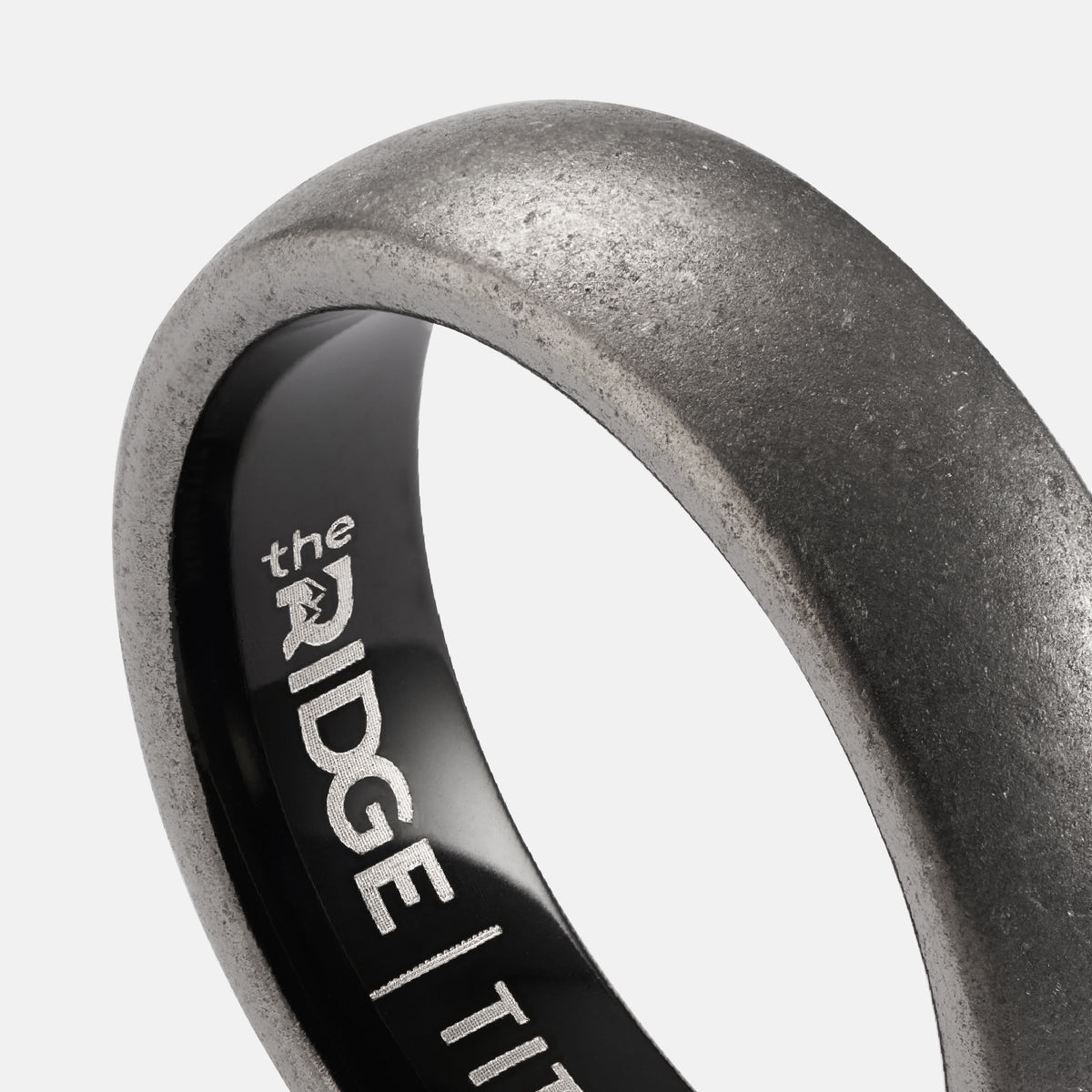 Stonewashed Titanium Men's Wedding Band - The Ridge