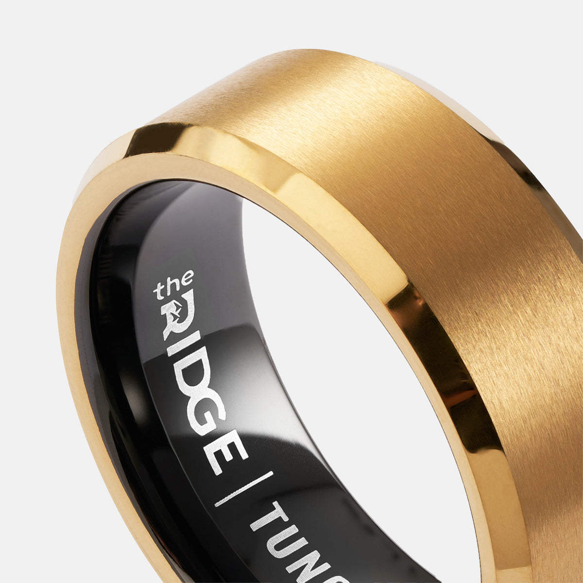 24 Karat Gold Men's Tungsten Wedding Band - The Ridge