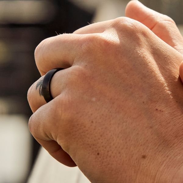 Royal Black Men's Tungsten Wedding Band - The Ridge