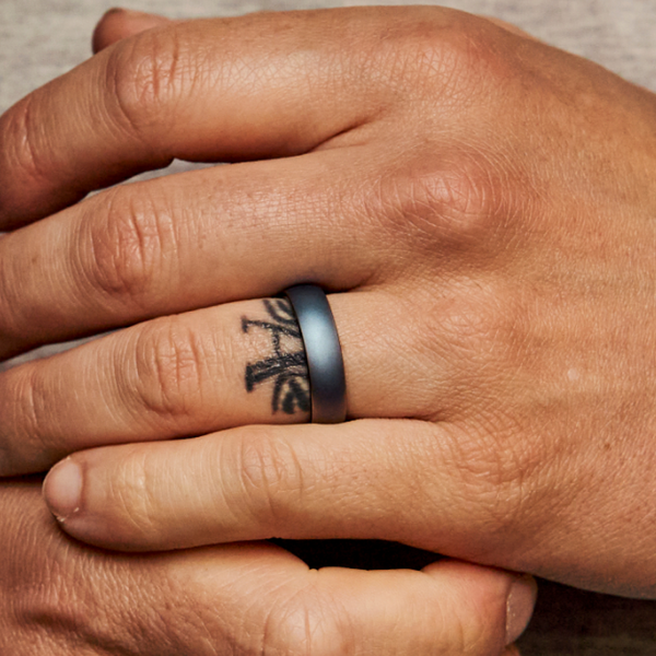 Burnt Titanium Men's Wedding Band - The Ridge