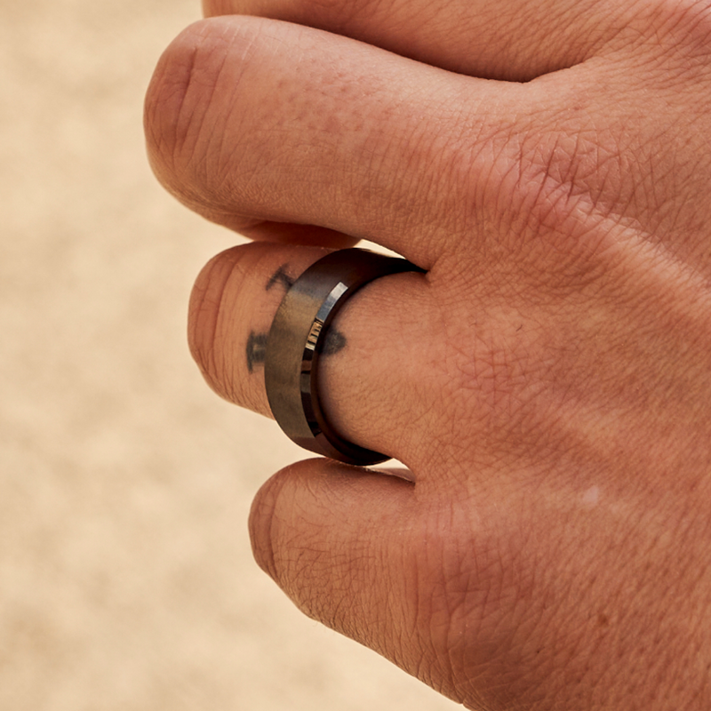 Gunmetal Men's Tungsten Wedding Band - The Ridge