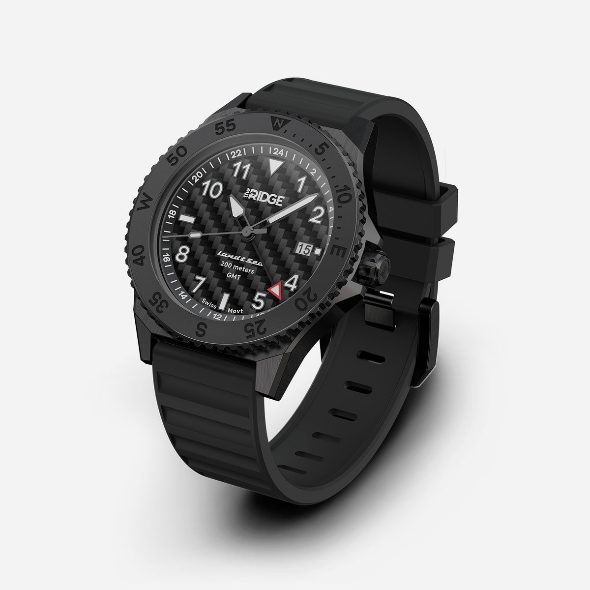 The Ridge Land & Sea GMT Watch - Carbon Fiber 3K