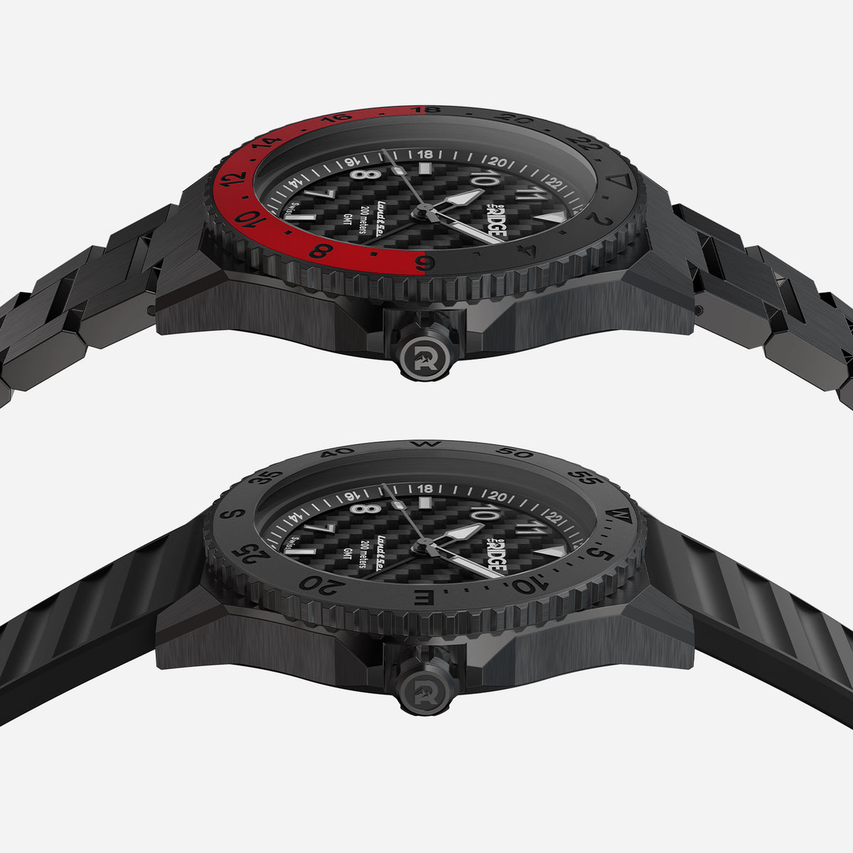 The Ridge Land & Sea GMT Watch - Carbon Fiber 3K