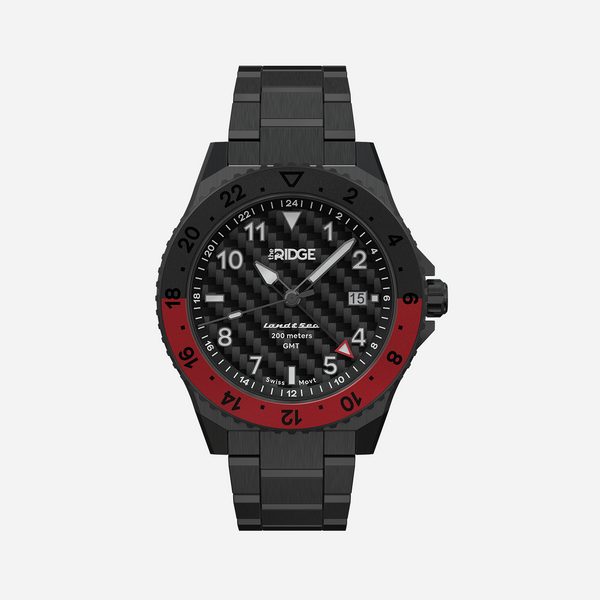 The Ridge Land & Sea GMT Watch - Carbon Fiber 3K
